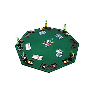 48" Green Octagon Folding Poker and Blackjack Table Top with Carrying Case