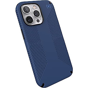 Speck Presidio2 Grip Case for Apple iPhone 13 Pro Polycarbonate,Shock-Absorbent Coastal Blue and Black Compatible w Mag Safe