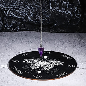 Blulu Butterfly Pendulum Board Dowsing Necklace Divination Altar Witchcraft Wooden Kit Chart Wiccan Wand Crystal Divinity Metaphysical Message Quartz Chakra Healing Stone(Black)