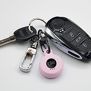 Silicone Case for Tile Sticker 2022 with Keychains, 2 Pack Anti-Scratch Protective Cover with Carabiner (Pink/Purple)