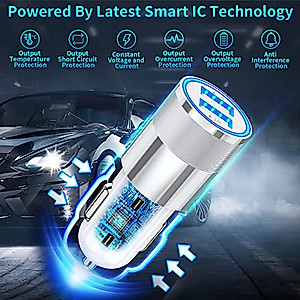 [Apple MFi Certified] iPhone Car Charger, KYOHAYA 4.8A Dual Port USB Smart Power Fast Car Charger with 2 Pack Lightning Cord Quick Car Charging for iPhone 14 13 12 11 Pro Max/XS/XR/X/8/SE/iPad/AirPods