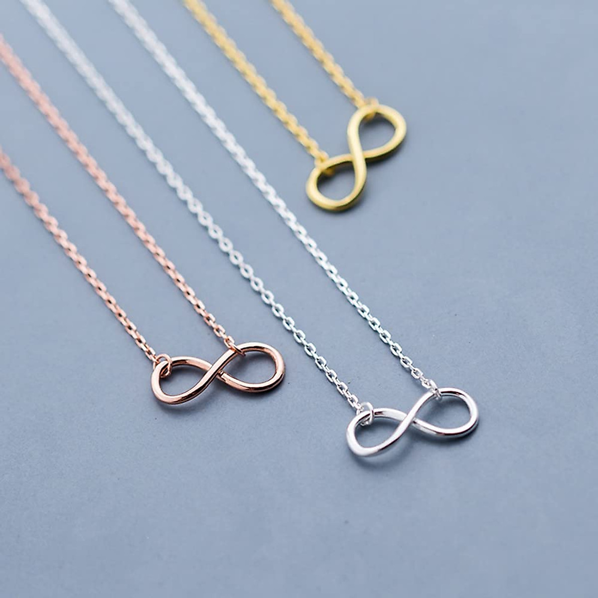 Gold Infinity Love Pendant Necklace for Women Girls 925 Sterling Silver 14K Gold Plated Simple Cute Choker Chain Dainty Wedding Birthday Christmas Jewelry Gift