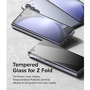 Ringke Cover Display Glass [Shatterproof Coverage] Compatible with Samsung Galaxy Z Fold 5 Screen Protector for Exterior Cover Display, Tempered Glass Screen Protector