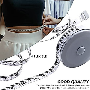 6 Packs Retractable Tape Measure + 2PCS Soft Boby Measuring Tape for Body Measurements(60-Inch), Premium Sewing Tape Double Scale Vinyl Ruler for Weight Loss Medical Tailor Fabric Cloth Knitting Craft