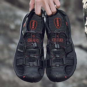 HYDLONGR Men's Women's Comfortable Outdoor Non-Slip Open-Toed Sports Sandals Wading Beach shoes Athletic Lightweight Hiking Sandals black5-8.5 Women/ 7.5 Men