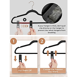 COZYMOOD Velvet Hanger Clips for Pants 24 Pack, Durable Clothes Hanger Clips for Velvet Hangers, Multi-Purpose Velvet Clips for Hangers, Black Velvet Hanger Clips for Baby Clothes