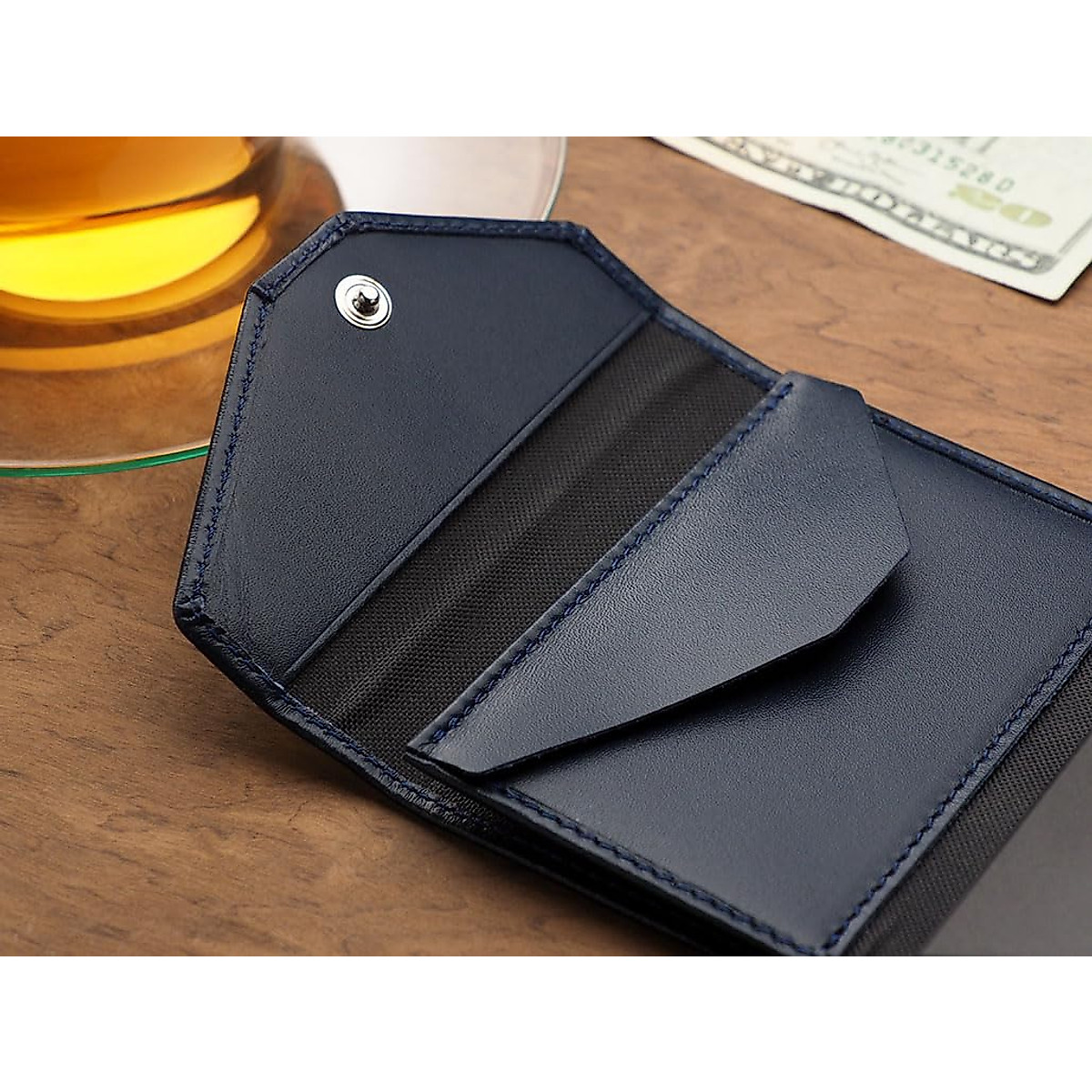 pularys Mini Wallet RAVEN - Multifunckion Credit Card Case - Italian Leather - RFID blocking - Size: 6.5 x 10 x 2.5 cm - Space for up to 7 Cards - Classic Design