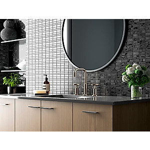 KOHLER K-14406-3-2MB Purist Bathroom Sink Faucet, Widespread Low Cross Handles and Low Gooseneck Spout, Vibrant Brush Moderne Brass