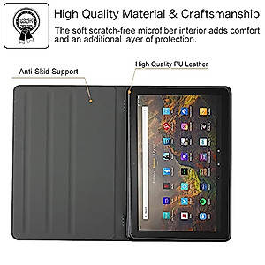 Pudazvi Case for Amazon Kindle Fire HD 10 & 10 Plus Tablet(Fit for 10.1" 13th/11th Generation 2023/2021 Release),Ultra Slim Multi-Angle Viewing Auto Wake/Sleep,Marble Purple