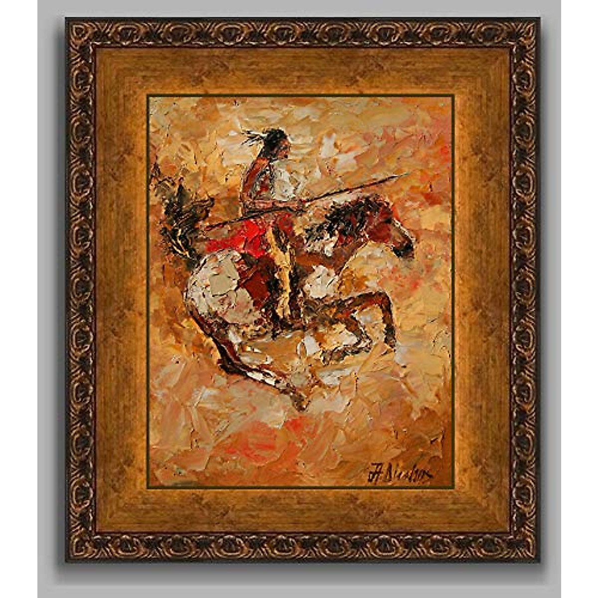 (SOLD) Chasing Buffalo - Equine horse painting by internationally renown painter Andre Dluhos