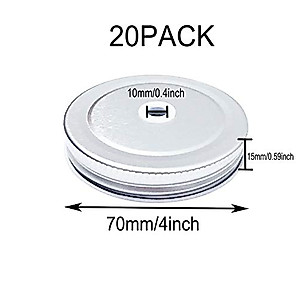 Luckkyme Mason Jar Lids, 20 Pieces Bottle Cap with Straw Hole/Silicone Rings Compatible with Mason Jar
