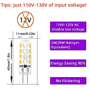 LIENNGKE G4 AC 120V Led Light Bulb 2W Equivalent to 20W Warm White 3000K 200lm Bi-pin Base G4 Bulbs 120V Pack of 10