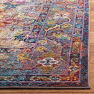 SAFAVIEH Crystal Collection 7' Square Navy/Light Blue CRS507H Boho Chic Oriental Medallion Distressed Non-Shedding Living Room Bedroom Dining Home Office Area Rug