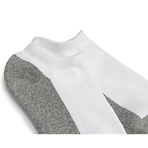 Jefferies Socks Big Boys' Seamless Toe Athletic Low Cut 6-pack, White/Grey, 8-9