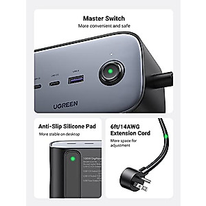 UGREEN 100W USB C Charging Station, DigiNest Pro GaN Power Strip with USB C, Desktop Charging Station with 3 AC, 3 USB C and 1 USB A, 6ft Extension Cord, for iPhone 14 Galaxy S23 iPad Air MacBook Pro