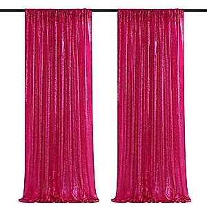 Hot Pink Sequin Backdrop 2 Panels 2FTx8FT Photo Backdrop Curtains Glitter Background for Wedding Party Stage Decorations