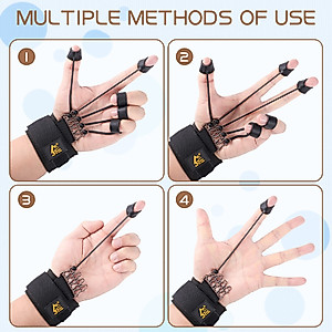 Finger Strengthener Stroke Recovery Physical Therapy Equipment Stretcher Hand Strengthener Hand Workout Extension Exerciser Hand Grip Trainer (Enhanced Kit - Black)