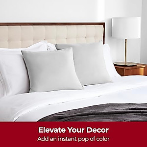 Mellanni Throw Pillow Covers - Pack of 2 Decorative Cover with Hidden Zipper - for Home Decor and Living Room Pillows - Double Brushed Microfiber - Easy Care and Quick Drying (20x20, Light Gray)