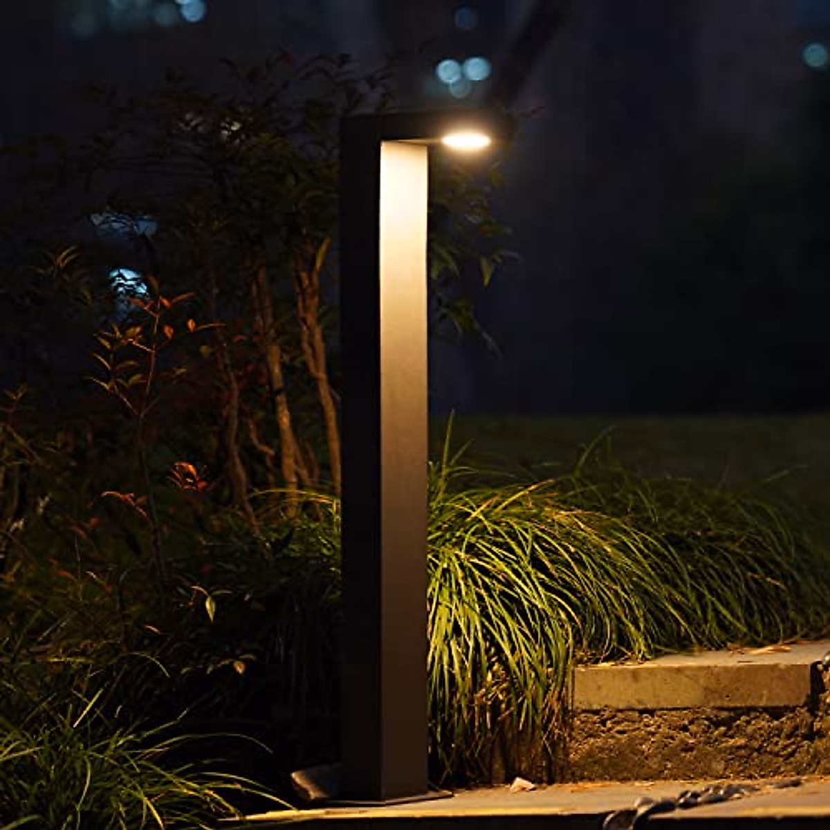 Inowel Light Outdoor Landscape Pathway LED Lights Modern Wired Driveway Lighting Decorative Bollard Lamp IP54 Waterproof Grey for Walkway Patio Garden,23.6In 120V