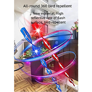 12-Inch Bird Repellent Reflective Scare Rods - Ornamental Spinner Deterrent Control Device - Keeps Woodpeckers and Birds Away - Bonus Replacement String Included -