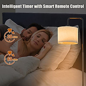 Hitish Floor Lamp with Table, Rustic End Table Lamp with USB Charging Port, Power Outlet & Shelves, Side Table Reading Light with Adjustable Color Temperatures & Brightness for Bedroom, Living Room