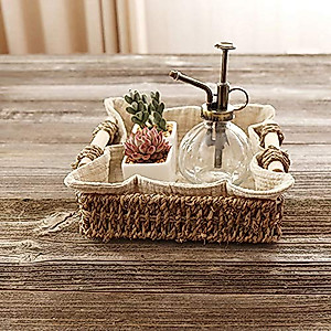 YIREAUD Water Hyacinth Storage Baskets,Hand-Woven Storage Baskets With Wooden Handles,Water Hyacinth Wicker Baskets for Organizing,Trapezoid Decorative Baskets