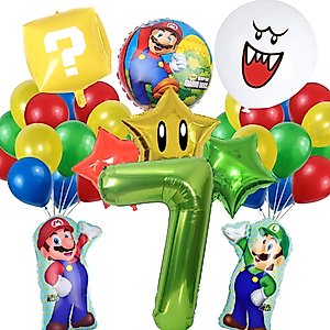 KARAQY Vedio Game 7th Birthday Party Supplies - Boo Balloon, Star Balloons for Boys Kids