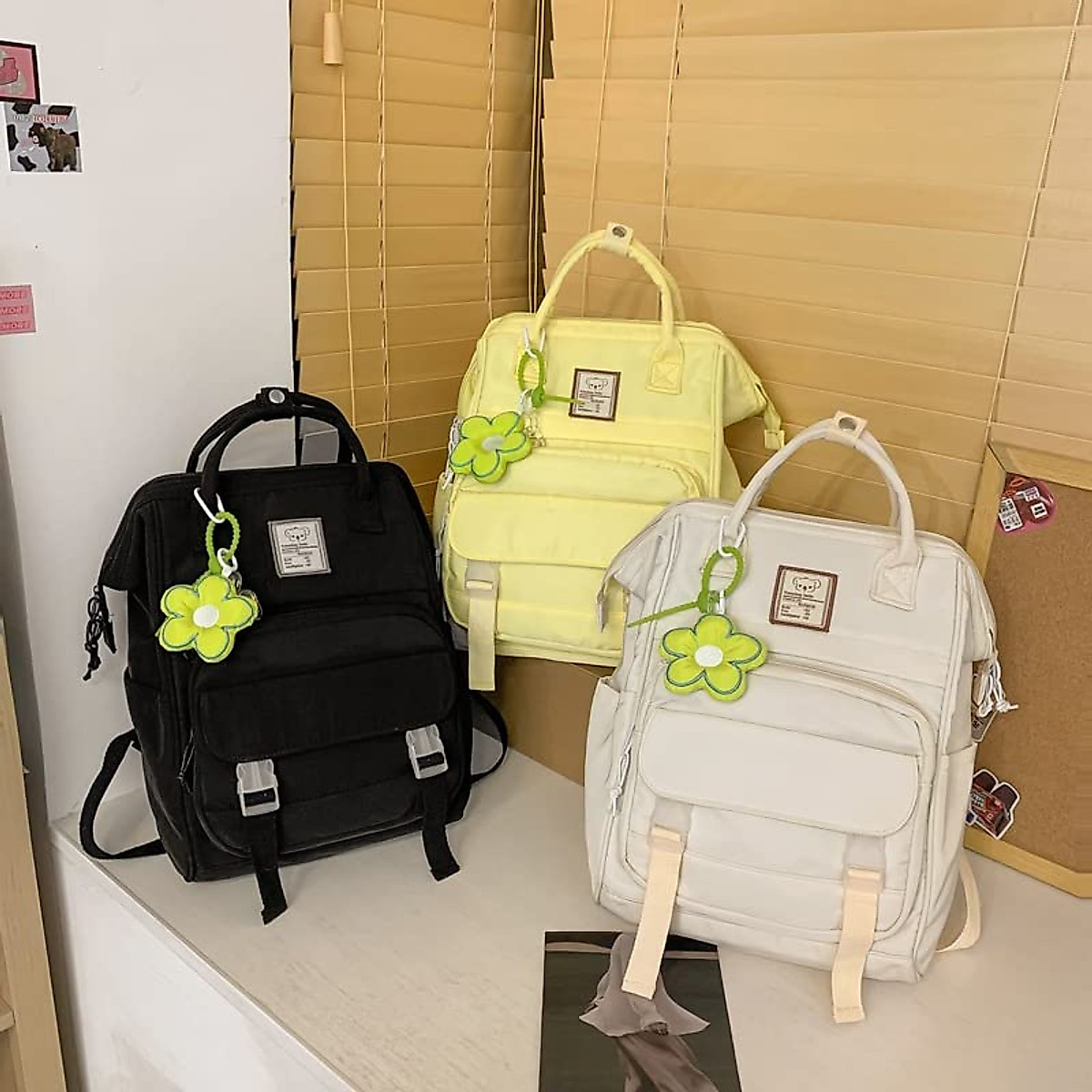 KOWVOWZ Large Kawaii Aesthetic Back to School Bookbags for Girls College Travel Daypack Cute Backpack (White)