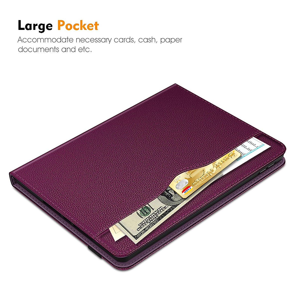 Fintie Folio Case for iPad 9th / 8th / 7th Generation (2021/2020/2019) 10.2 Inch - Multi-Angle Viewing Soft TPU Smart Stand Back Cover with Pocket, Pencil Holder, Auto Sleep/Wake, Purple