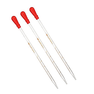 PATIKIL Graduated Dropper Pipettes Kit, 3 Pack 1ml Borosilicate Glass Pipette with Rubber Squeeze Bulb for Transfer Liquid for Lab, Chemistry, Clear