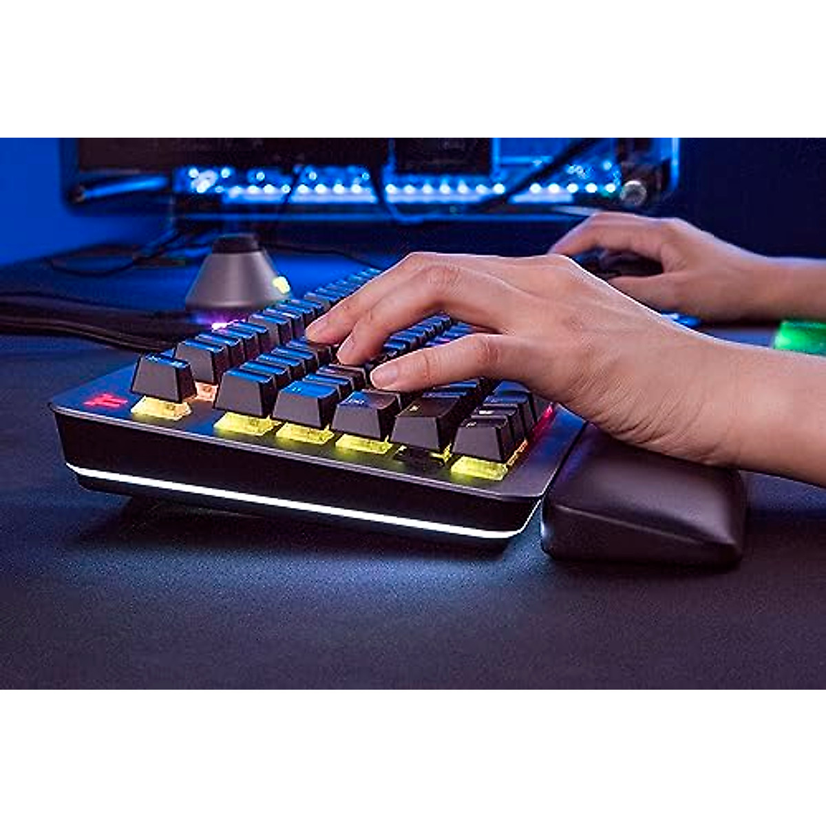 Thermaltake Argent K5 RGB Gaming Keyboard (Blue Switch), Aluminum and Streamlined Titanium Design, 16.8 Million RGB Color, Anti-ghosting, Magnetic Synthetic Leather Wrist Rest, GKB-KB5-BLSRUS-01