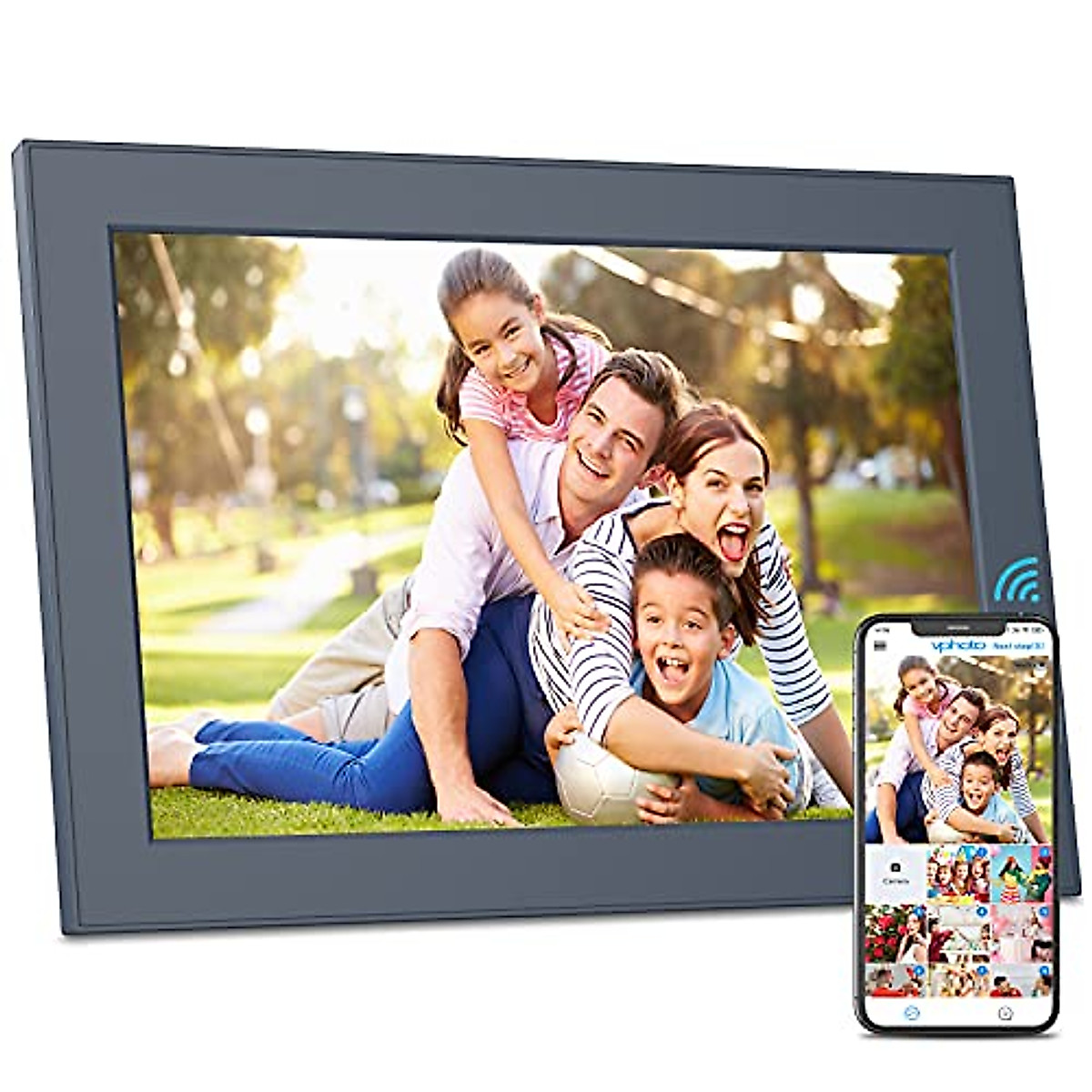 FULLJA 10 inch WIFI Digital Picture Frame Touch Screen IPS HD Display, Smart Digital Photo Frame, 16GB Storage, Auto-Rotate, Motion Sensor, Share Photos and Videos via iOS or Android App, Email, Cloud