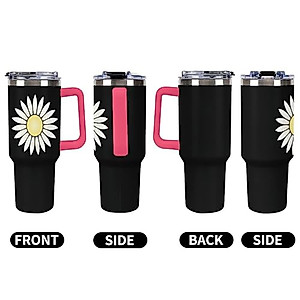 Nature Flowers Daisy 40oz Water Bottle Double Wall Insulated Tumbler with Handle Leakproof Travel Mug Light Rose Red-style