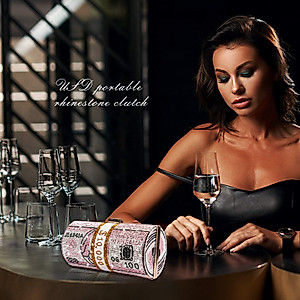 Gripit Rhinestone Clutch Purses for Women,Realistic Money Bag Purses for Party Diamond Novelty Purse Evening Handbag with Metal Chain,Pink