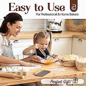 Sourdough Bread Baking Supplies and Proofing Baskets, A Complete Bread Making Kit Including 10" Round & 11" Oval Rattan Bannetons, Bread Lame, Bowl & Dough Scrapers, Danish Whisk and Linen Liners