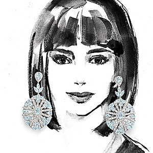 Ross-Simons 6.50 ct. t.w. Aquamarine and .56 ct. t.w. Diamond Drop Earrings in Sterling Silver