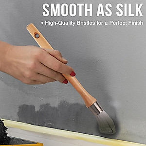 WRAPXPERT Trim Paint Brush,11" Long Handle Edge Painting Tool Kit,Round Trim Brushes for Corner,Touch UPs,Artwork,House Wall Edges 3-Pack