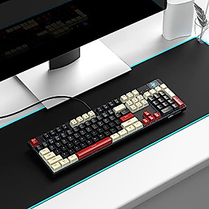 MageGee Mechanical Gaming Keyboard MK-Armor LED Blue Backlit and Wired USB 104 Keys Keyboard with Blue Switches, for Windows PC Laptop Game(White&Black)