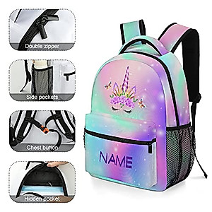 Mrokouay Custom Kid's Backpack Unicorn Galaxy Personalized Backpack Add Your Name Customization Backpack for Boys Girls Student