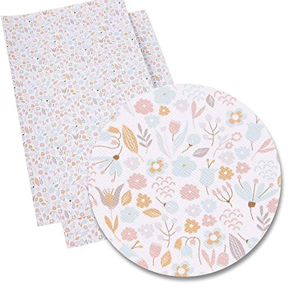 David accessories Spring Flower Leaf Printed Faux Leather Sheets Floral Synthetic Leather Fabric 8 pcs 7.7" x 12.9" (20cm x 33cm) Canvas Back Craft DIY Craft Assorted Colours (Assort J)