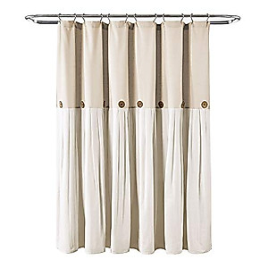 Lush Decor Linen Button Shower Curtain, 72" x 72"