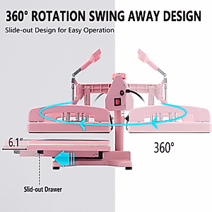 Leomru 8 in 1 Heat Press Machine 15x15 Inch, Heat Press Machine for T Shirts Hat Cap Mug Plate 360° Swing Away, Sublimation Heat Press Heat Transfer Machine W/ 30OZ Tumbler Press Pink
