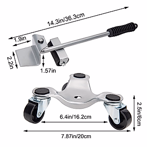 Furniture Moving Dolly, Furniture Tri Dolly, 3 Wheel Movers Dolly for Moving Heavy Furniture, 330LB Load Capacity, Furniture Moving Wheels 4 Pack, 6-Inch Steel Tri-Dolly with Lifter