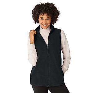 Woman Within Plus Size Zip-Front Microfleece Vest Long Fleece Vest - 3X, Black