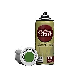 The Army Painter Color Primer, Goblin Green, 400ml, 13.5oz - Acrylic Spray Undercoat for Miniature Painting