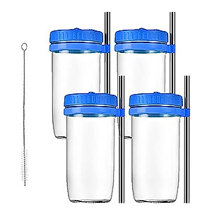 4 Set Can Shaped Glass, Drink Cups With Lids And Straws, Iced Coffee Cups Reusable Drinking Glasses Beer Can Glasse, Cute Tumbler Cup For Homes, Kitchens, Breweries, Cafes, And Restaurant