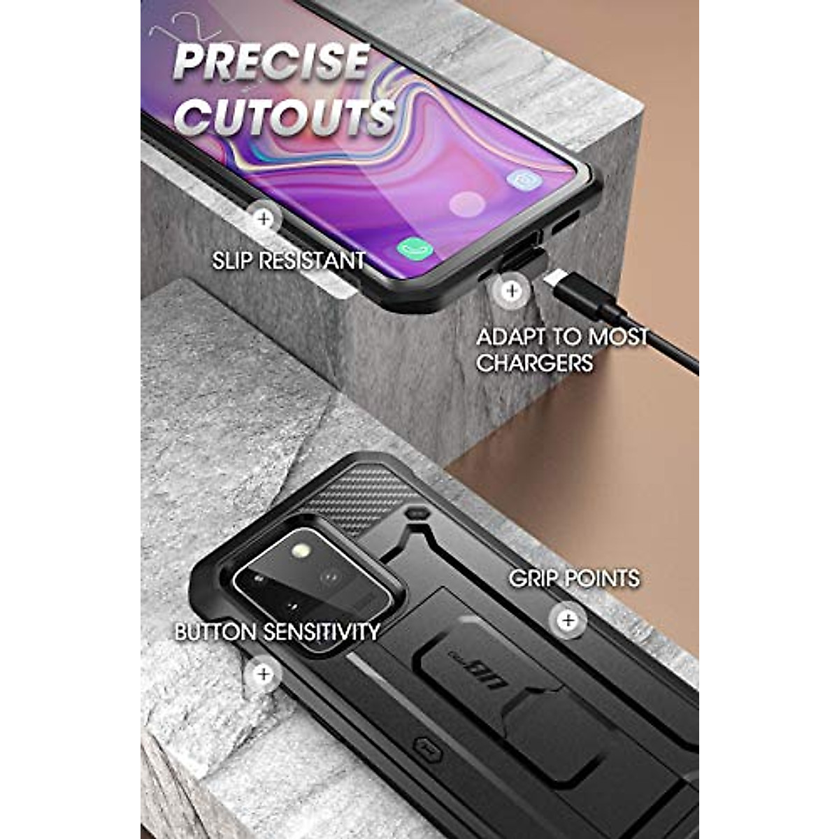 SUPCASE UB Pro Series Designed for Samsung Galaxy S20 Ultra 5G Case, Built-in Screen Protector with Full-Body Rugged Holster & Kickstand for Galaxy S20 Ultra (2020 Release) (Black)