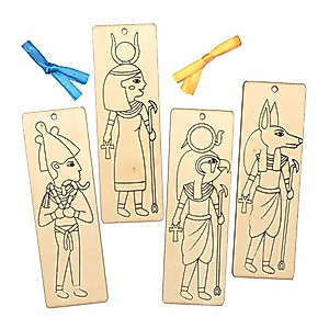 Baker Ross AT853 Egyptian Wooden Bookmarks - Pack of 8, Make Your Own Book Marker for Creative Arts and Crafts Projects, and Learning to Read or World Book Day Activities
