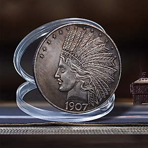 Antique Liberty Indian Head $10 Dollar Coin, Uncirculated Morgan Silver Dollar, Historical Shangui Ritual Coin, Rare Old Coins for Collectors & American Coin Collection (1907 2PCS)