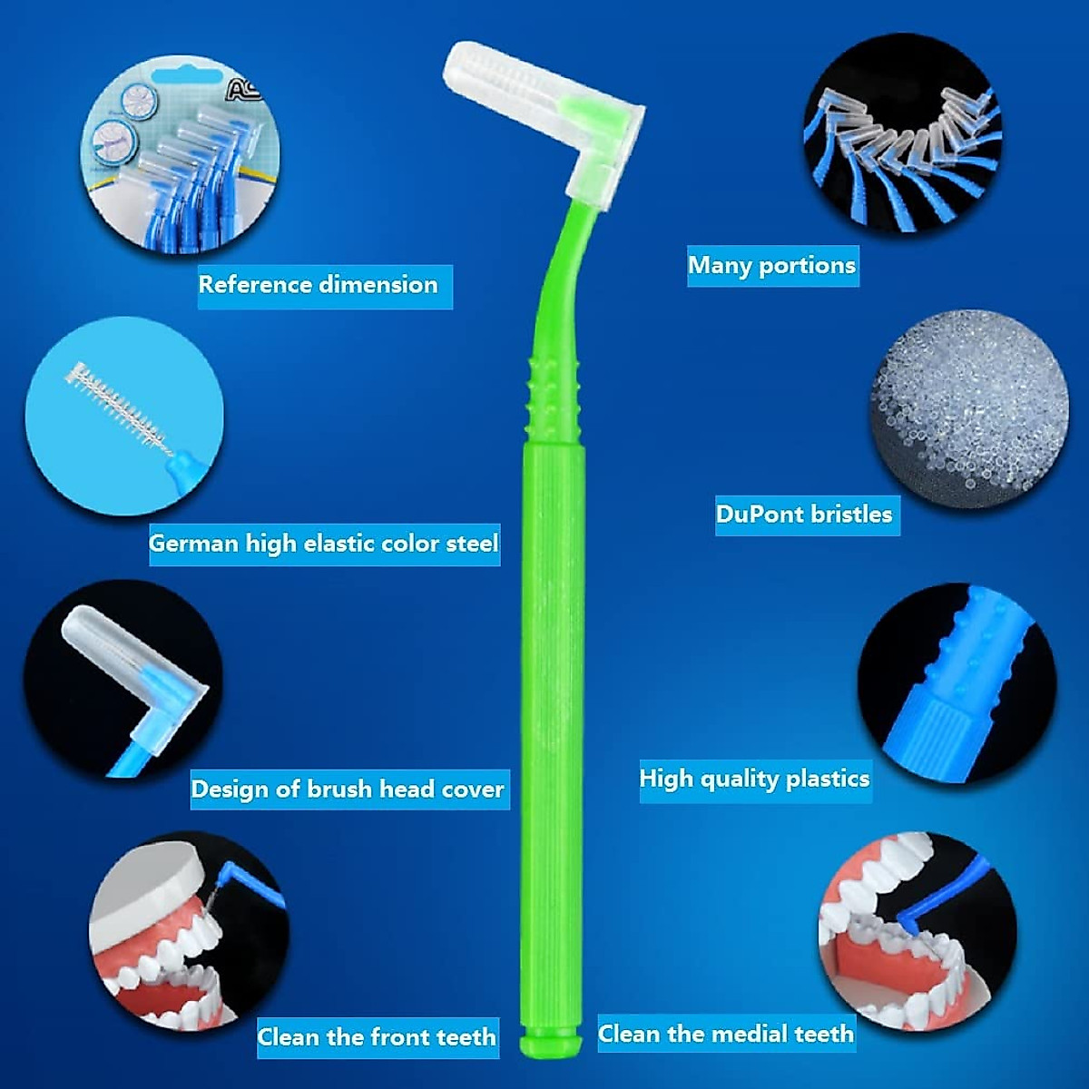 Curved interdental Brush, 10 Count 2bags， 0.7mm (SSS,Yellow)…